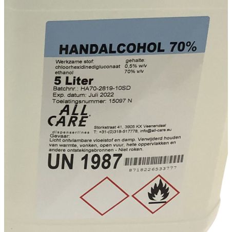 Navul handalcohol 70% - 5 liter can - Sanitaircentre.nl